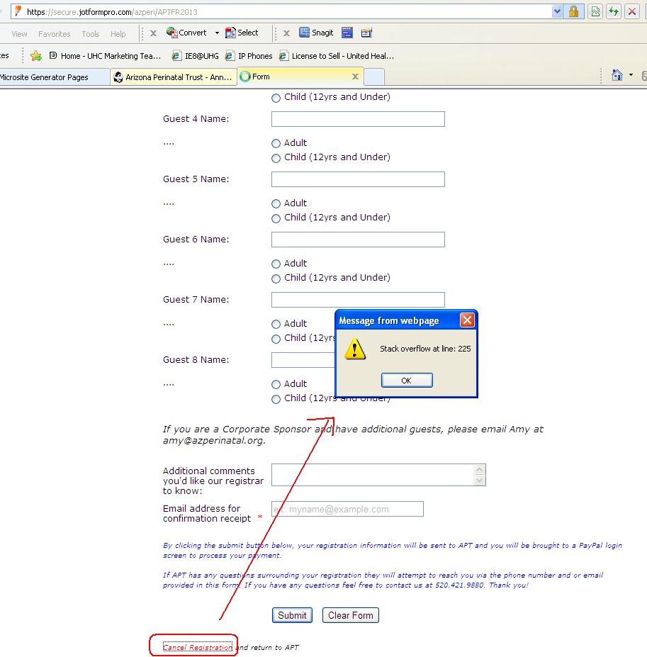 Stack Overflow On Line 225 Ie Error